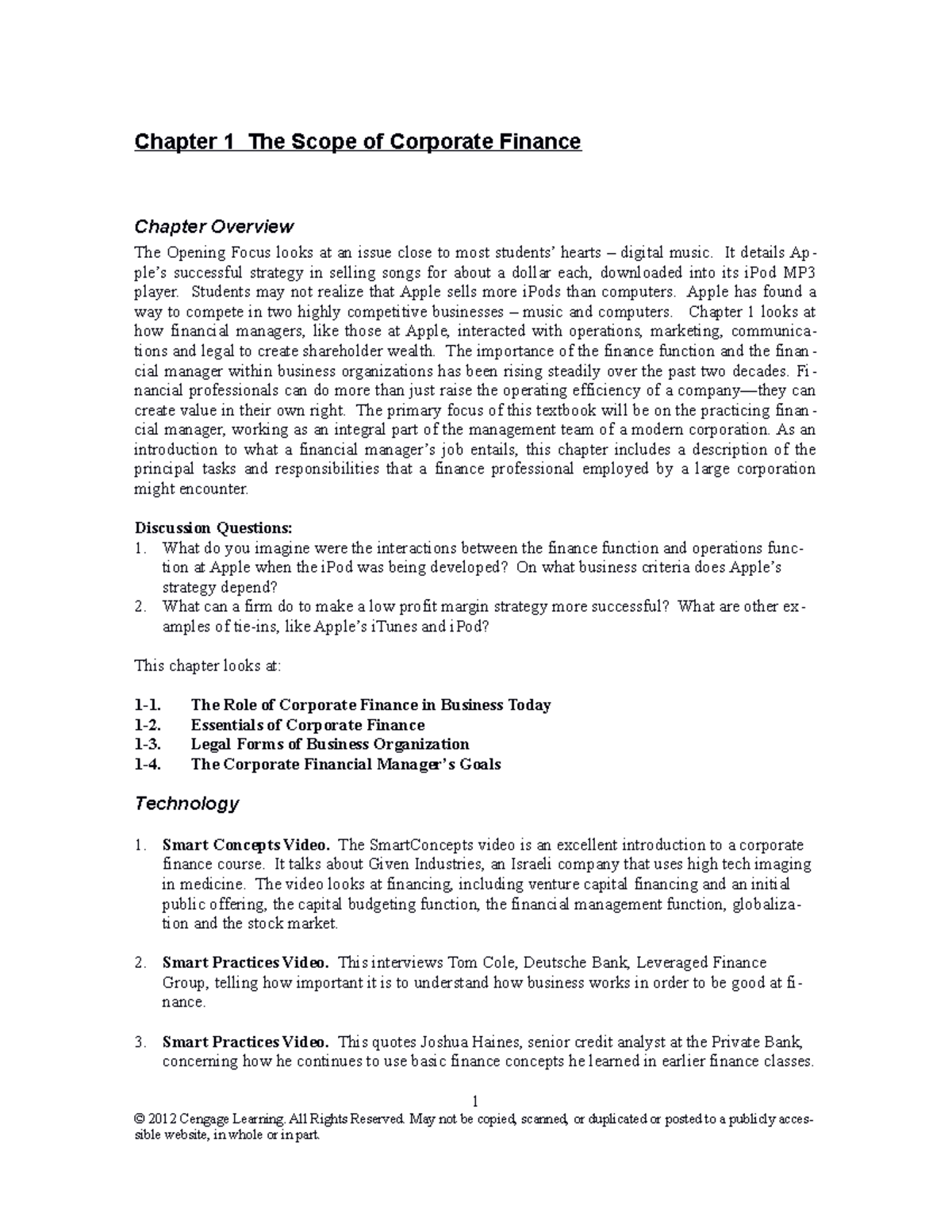 15110133539 - Chapter 1 The Scope of Corporate Finance - Chapter 1 The ...