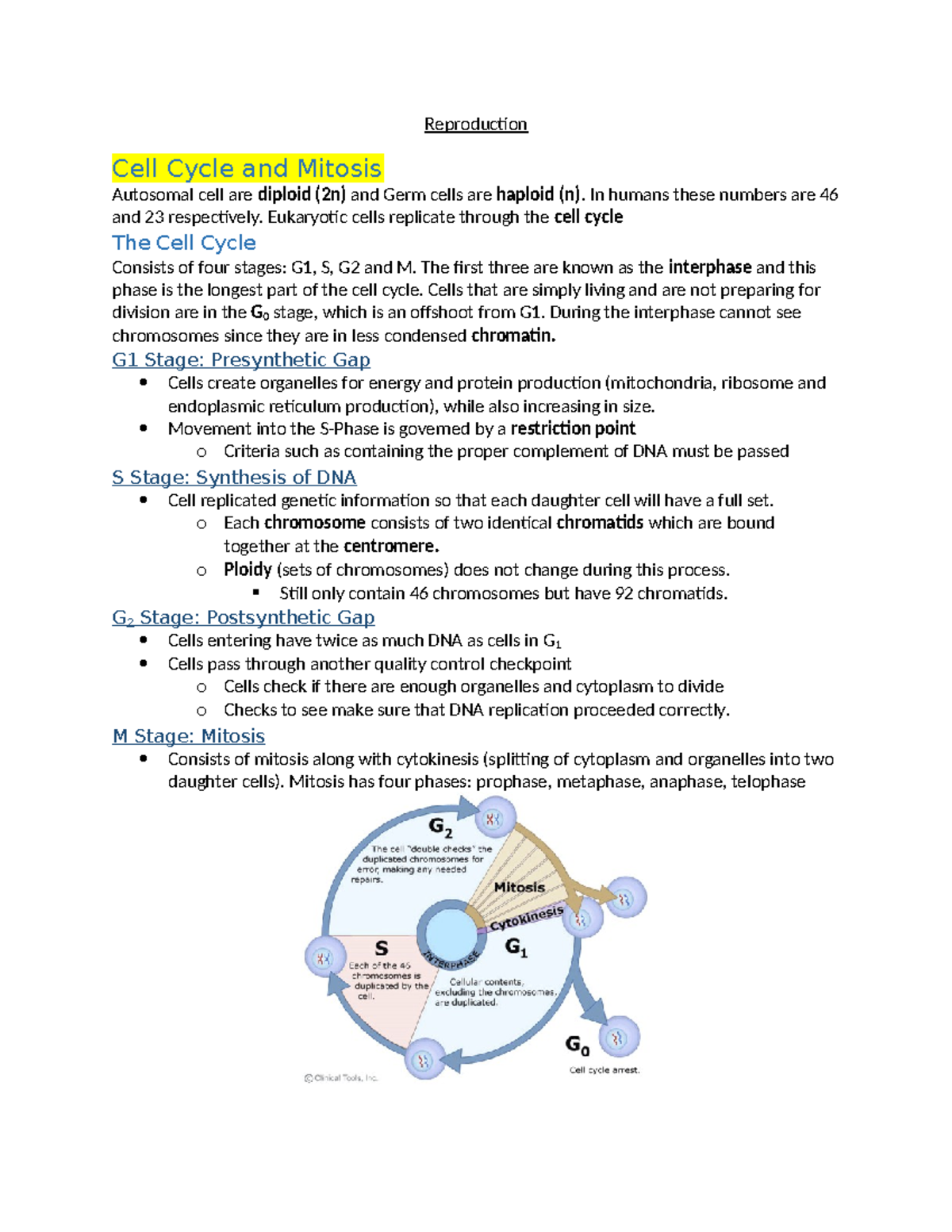 Reproduction - MCAT - Reproduction Cell Cycle and Mitosis Autosomal ...