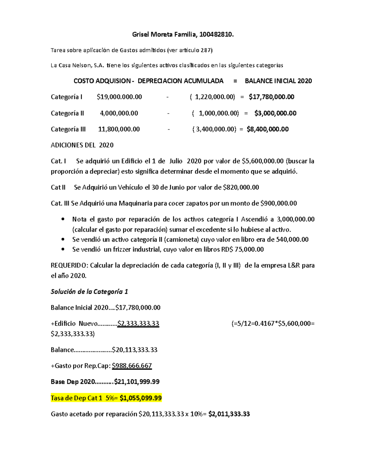 Tarea Gastos Admitidos 2022. Grisel Moreta Familia, 100482810 - Grisel ...