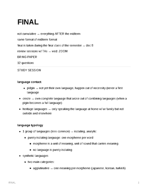 Morphology - LING 3101 - Studocu