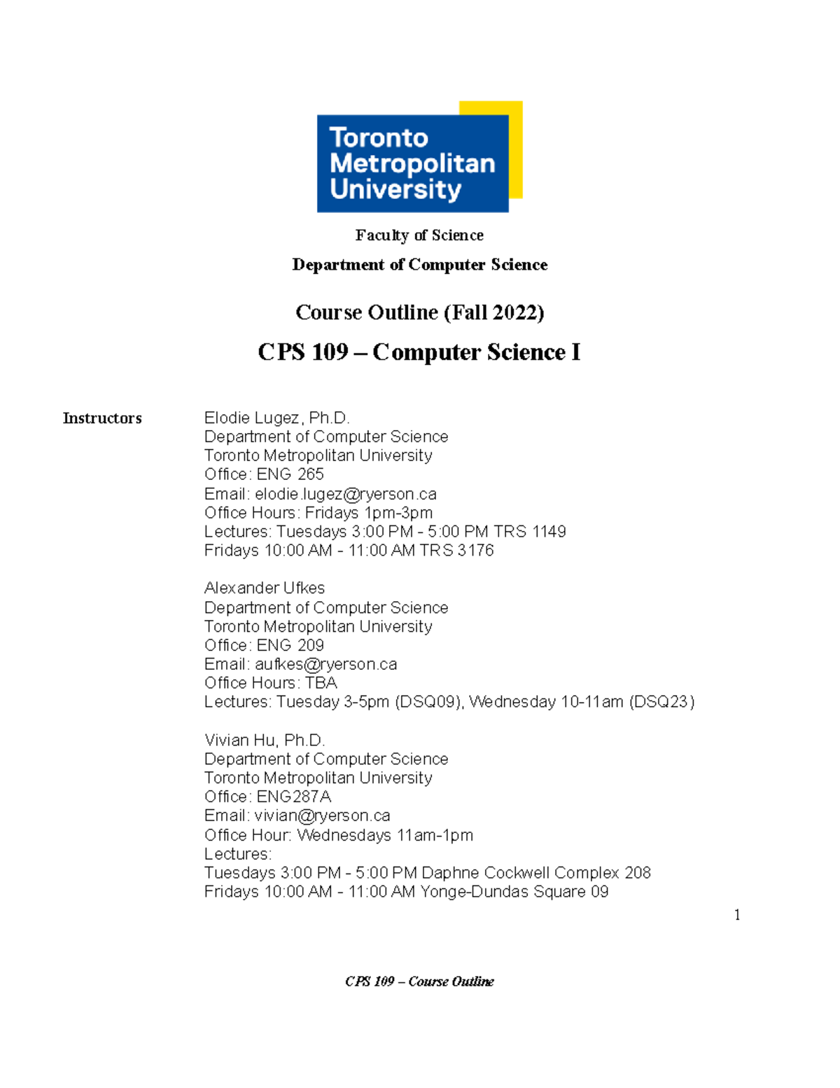 CPS109 CMF - cmf - Faculty of Science Department of Computer Science ...