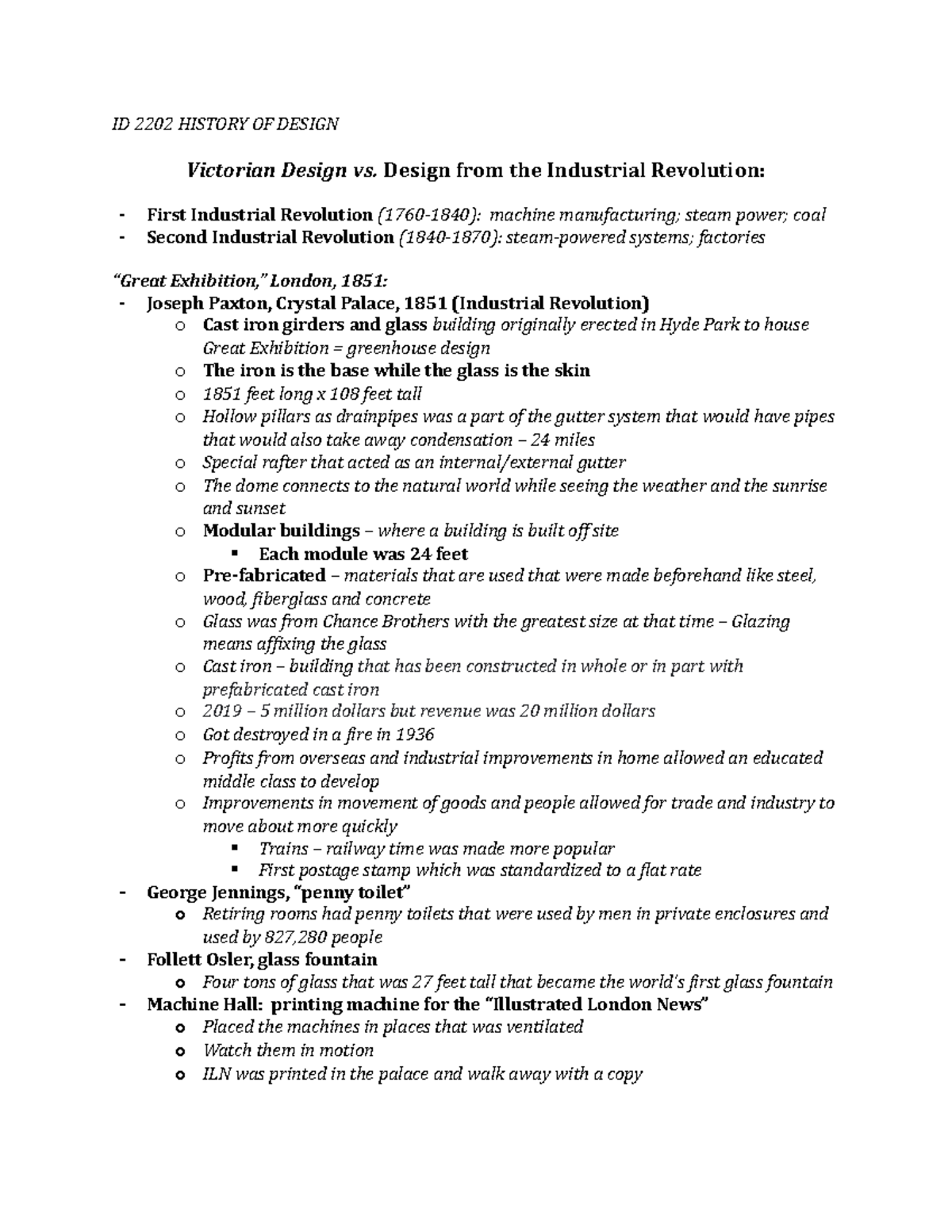 Lecture 1 Ind Rev. Design - ID 2202 HISTORY OF DESIGN Victorian Design ...