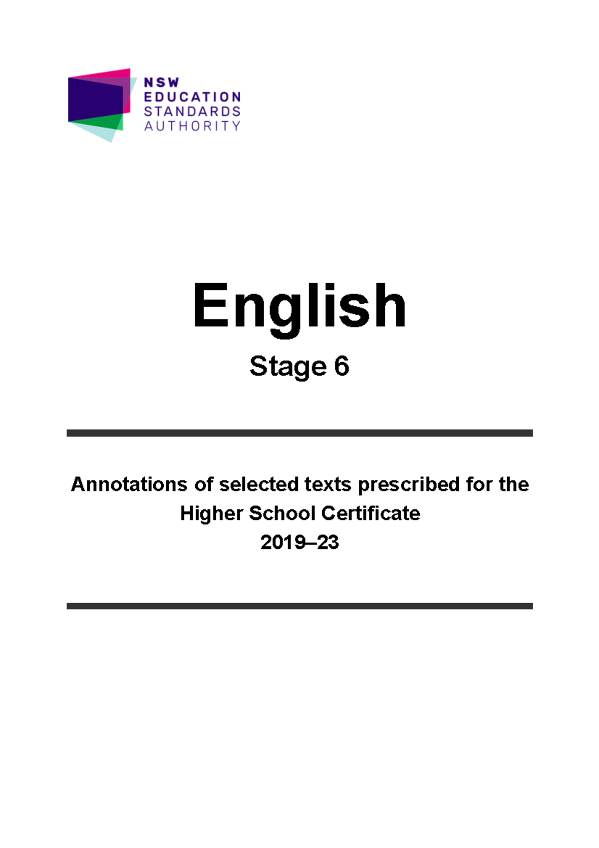 Texts annotation - English Stage 6 Annotations of selected texts ...
