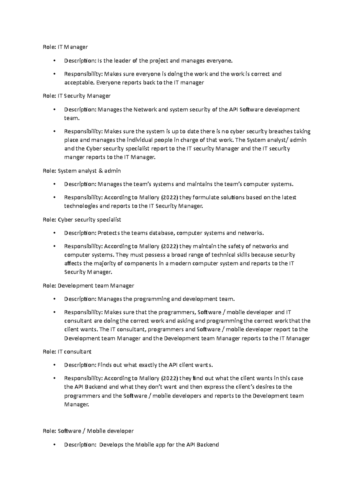ITPP Question 2 - Answer - Role: IT Manager Description: Is the leader ...