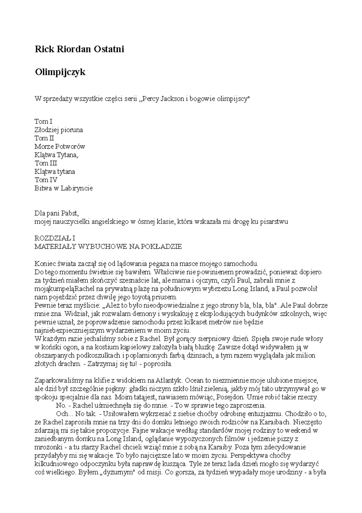 Riordan Rick - Percy Jackson -5. Ostatni Olimpijczyk - Rick Riordan ...