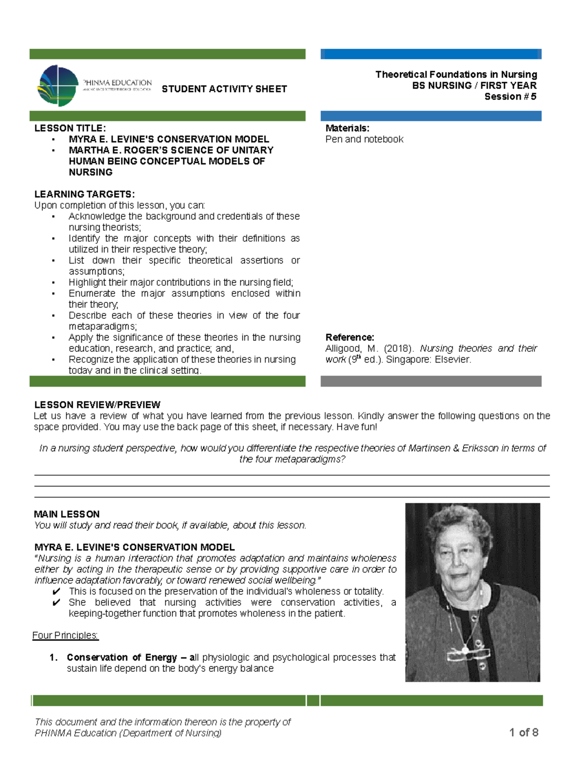 Session #5 SAS - TFN - 1st year nursing - STUDENT ACTIVITY SHEET ...