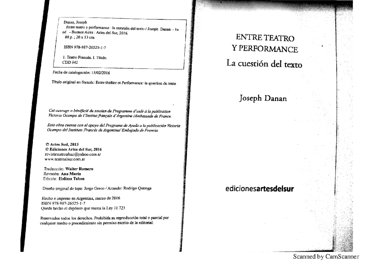 15- Danan, Joseph. Entre teatro y performance - la ed Buenos Aires ...