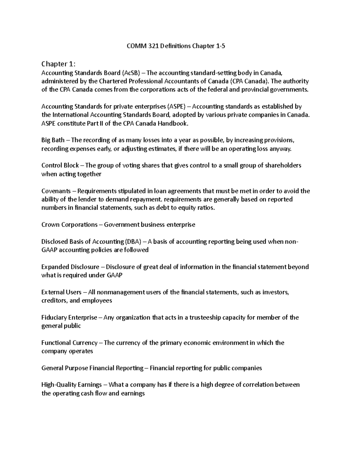 COMM 321 Definitions Chpt 1-5 - COMM 321 Definitions Chapter 1- Chapter ...