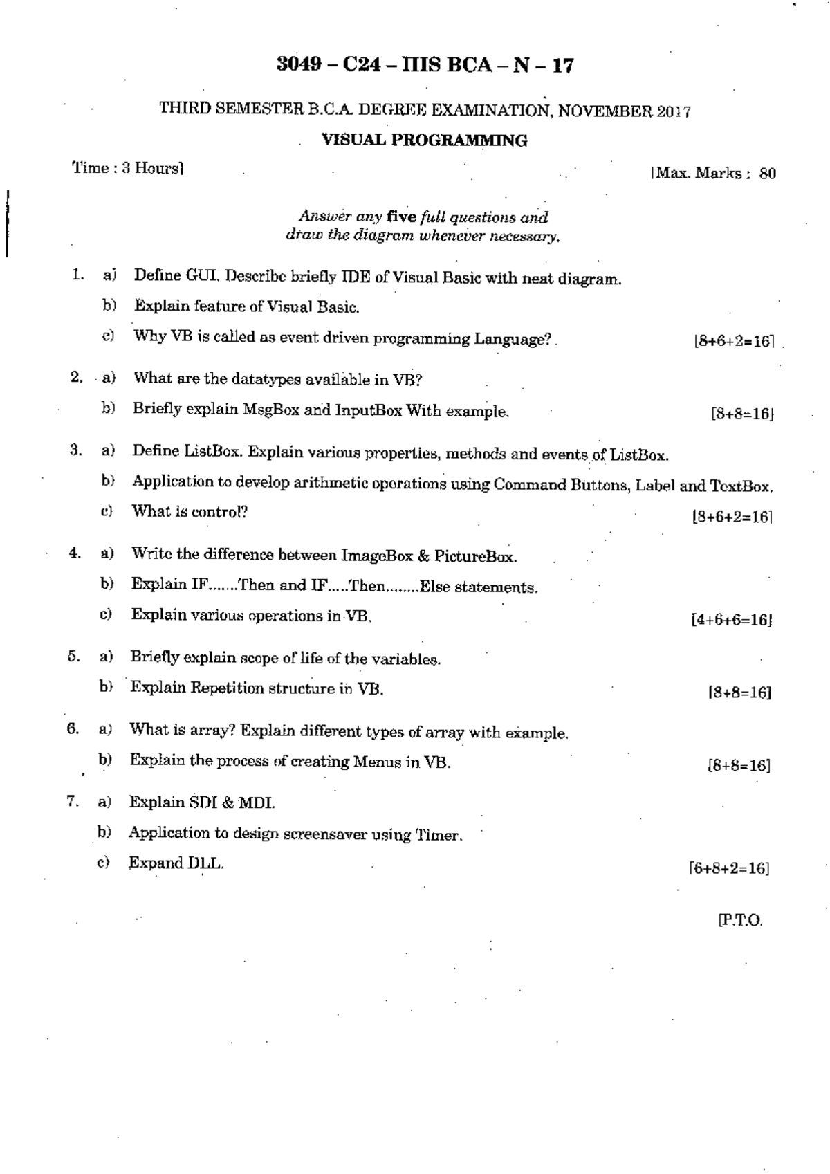 November 2017 Question Paper - Visual Basic - Studocu