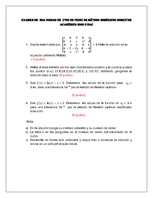 Practica métodos numéricos - Métodos Numéricos - Studocu