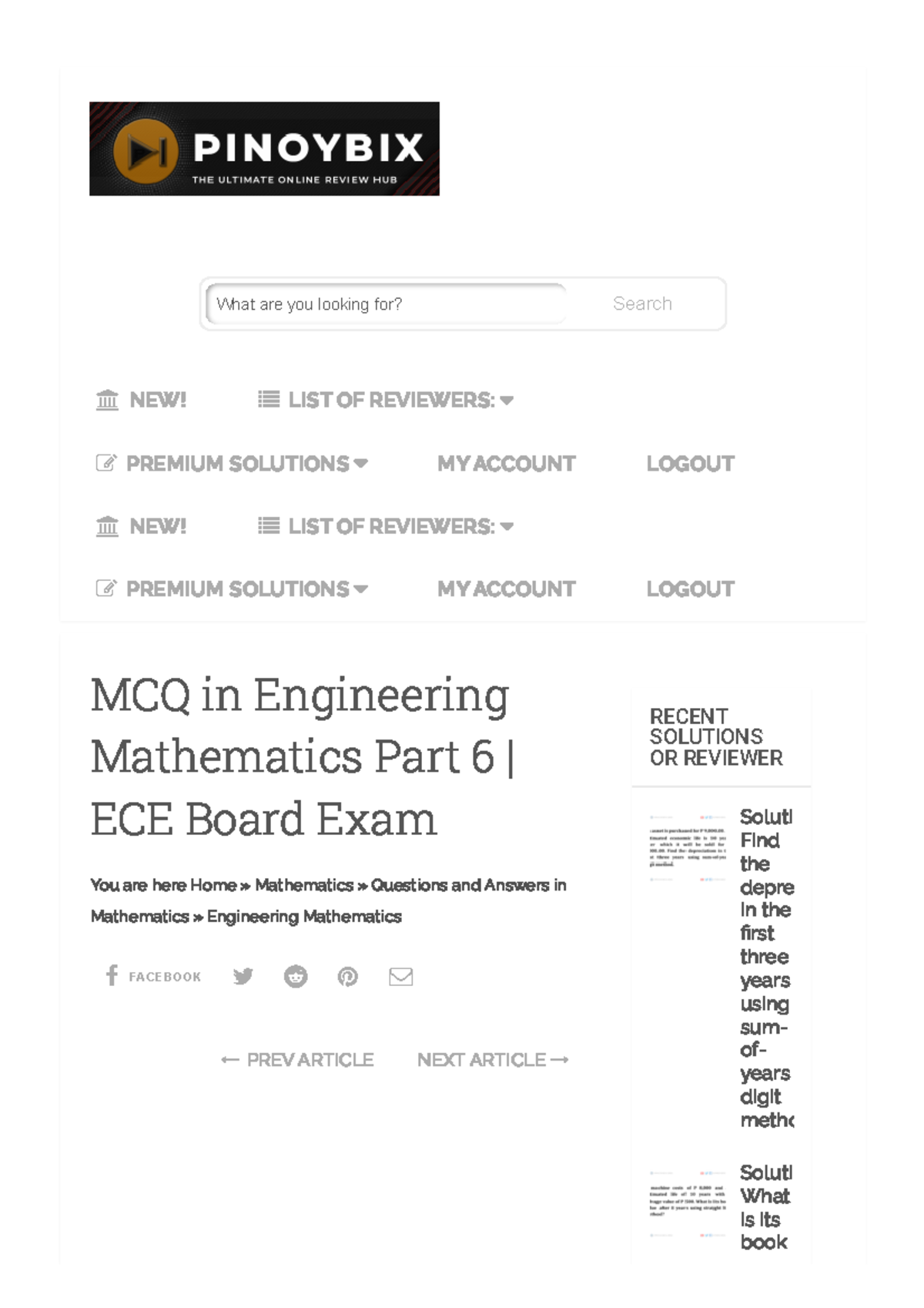 Eng Math (Part 6 without ans) - MCQ in Engineering Mathematics Part 6 | ECE Board Exam You are ...