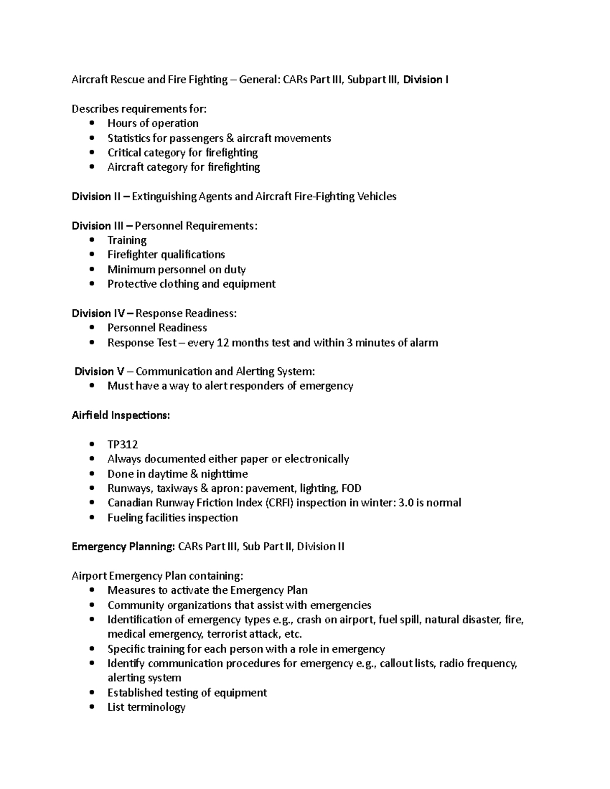 Week 8 Lecture Notes - Aircraft Rescue and Fire Fighting – General ...
