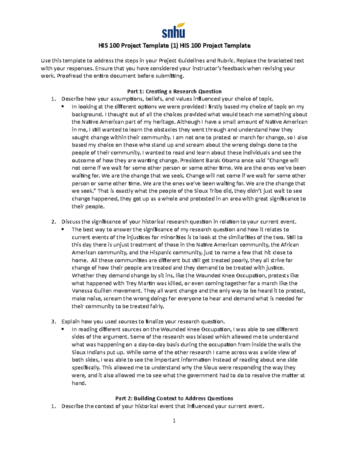 HIS 100 Project Template - Replace the bracketed text with your ...