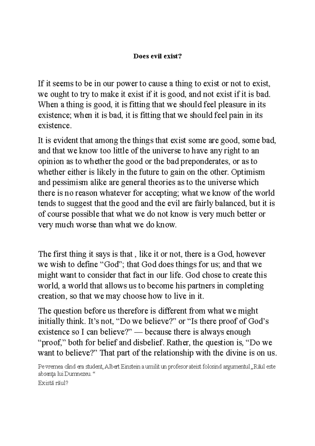 Does evil exist romana - Does evil exist? If it seems to be in our ...