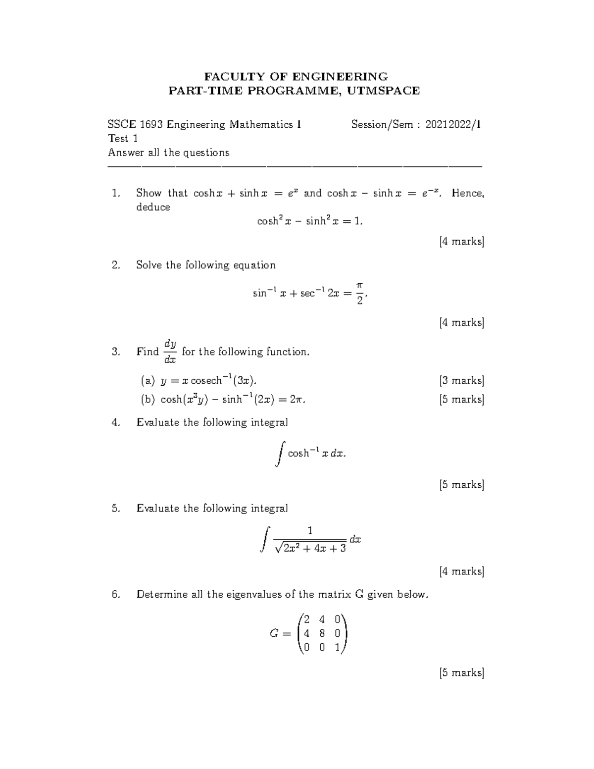 Test1-UTMSpace KL-SSCE1693-2122-1 - FACULTY OF ENGINEERING PART-TIME ...