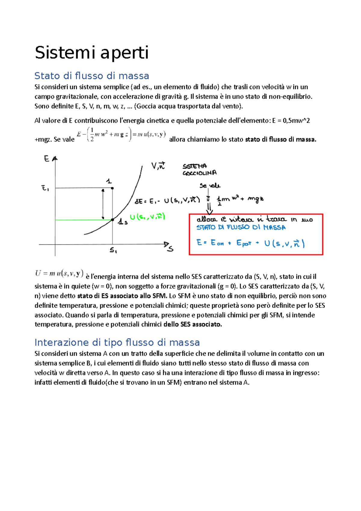 Sistemi Aperti - Riassunto - Sistemi aperti Stato di flusso di massa Si ...
