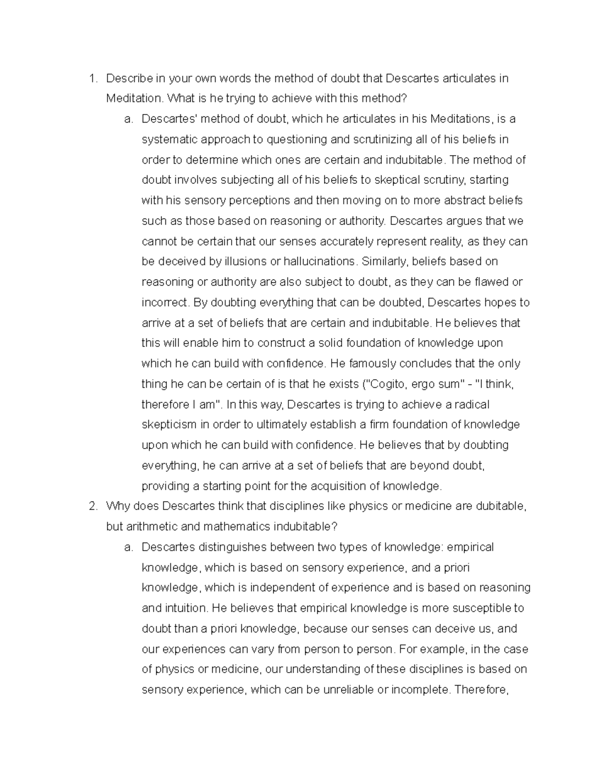 Phil 130 descartes meditation 1 rq - Describe in your own words the ...