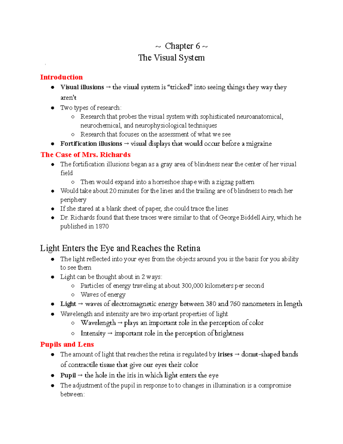 PS235 - Ch. 6 - Visual system (structure of the eyes, color vision, etc ...