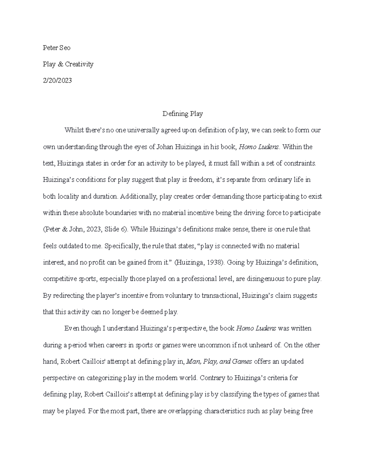 Peter Seo Play Reflection 1 - Peter Seo Play & Creativity 2/20 ...