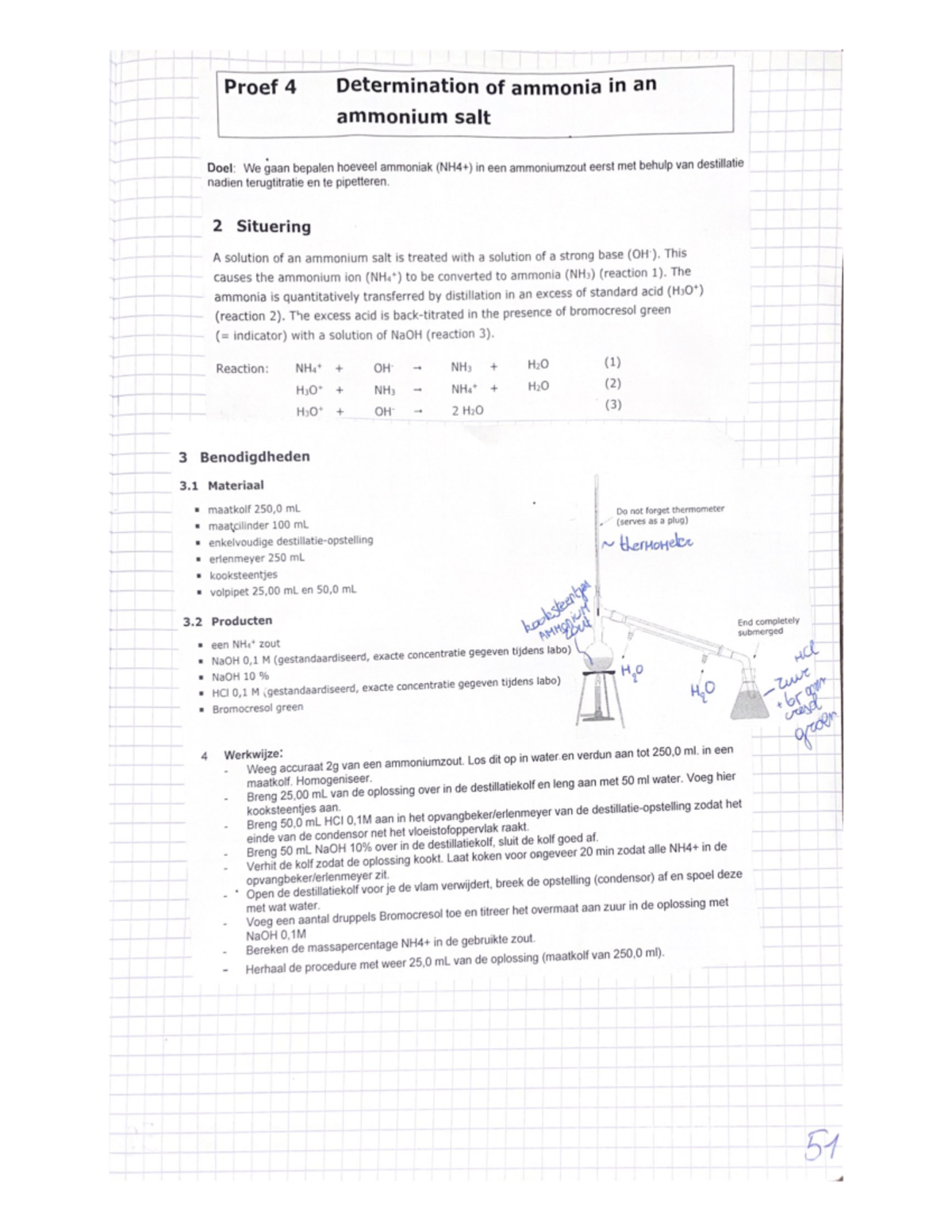 Determination of ammonia in an - Algemene chemie labo 1 - Studocu
