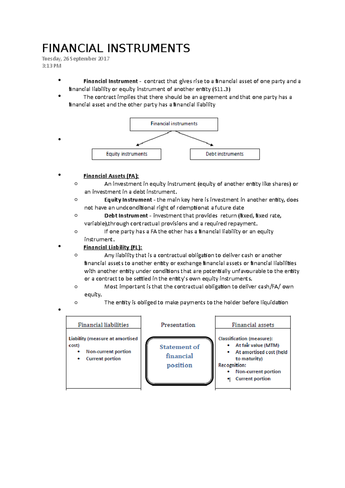 Financial Instruments - Equity Instrument the main key here is ...