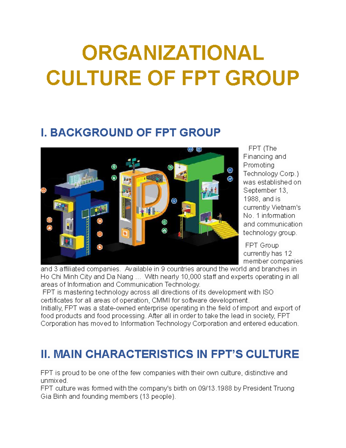 VŨ THỊ HỒNG LUYẾN - HS171269 - IB1715 - ORGANIZATIONAL CULTURE OF FPT ...