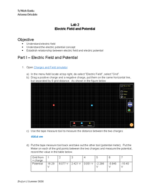 Lab 1 - Lab 1 Electric Charge and Electric Field Part I Electric Charge ...