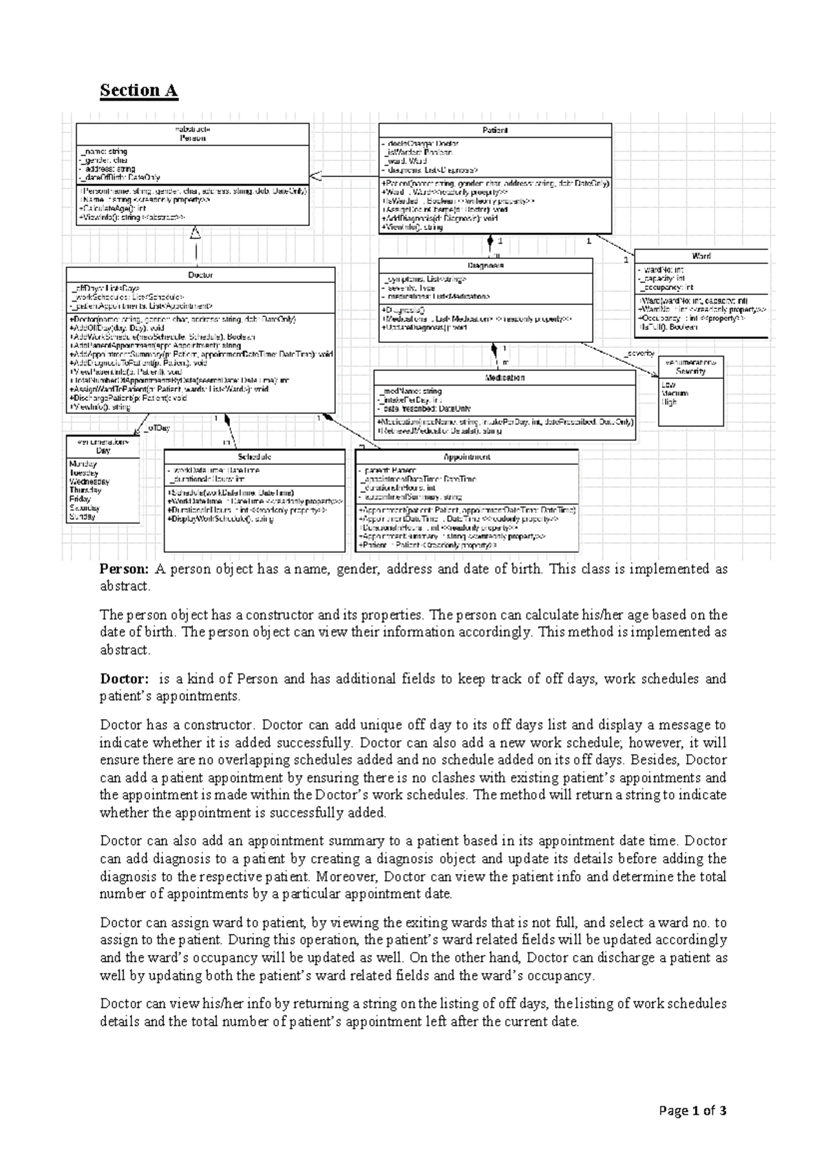 Cos20007 Resit Test Question Page 1 Of 3 Section A Person A Person Object Has A Name Gender