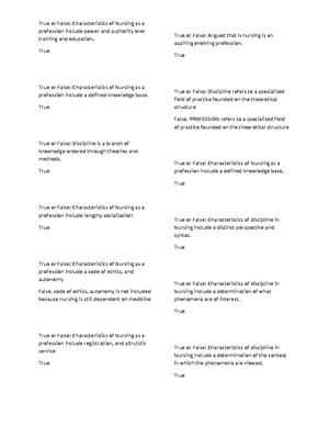 TFN - notes - Definition of Nursing by Florence Nightingale "the act of ...