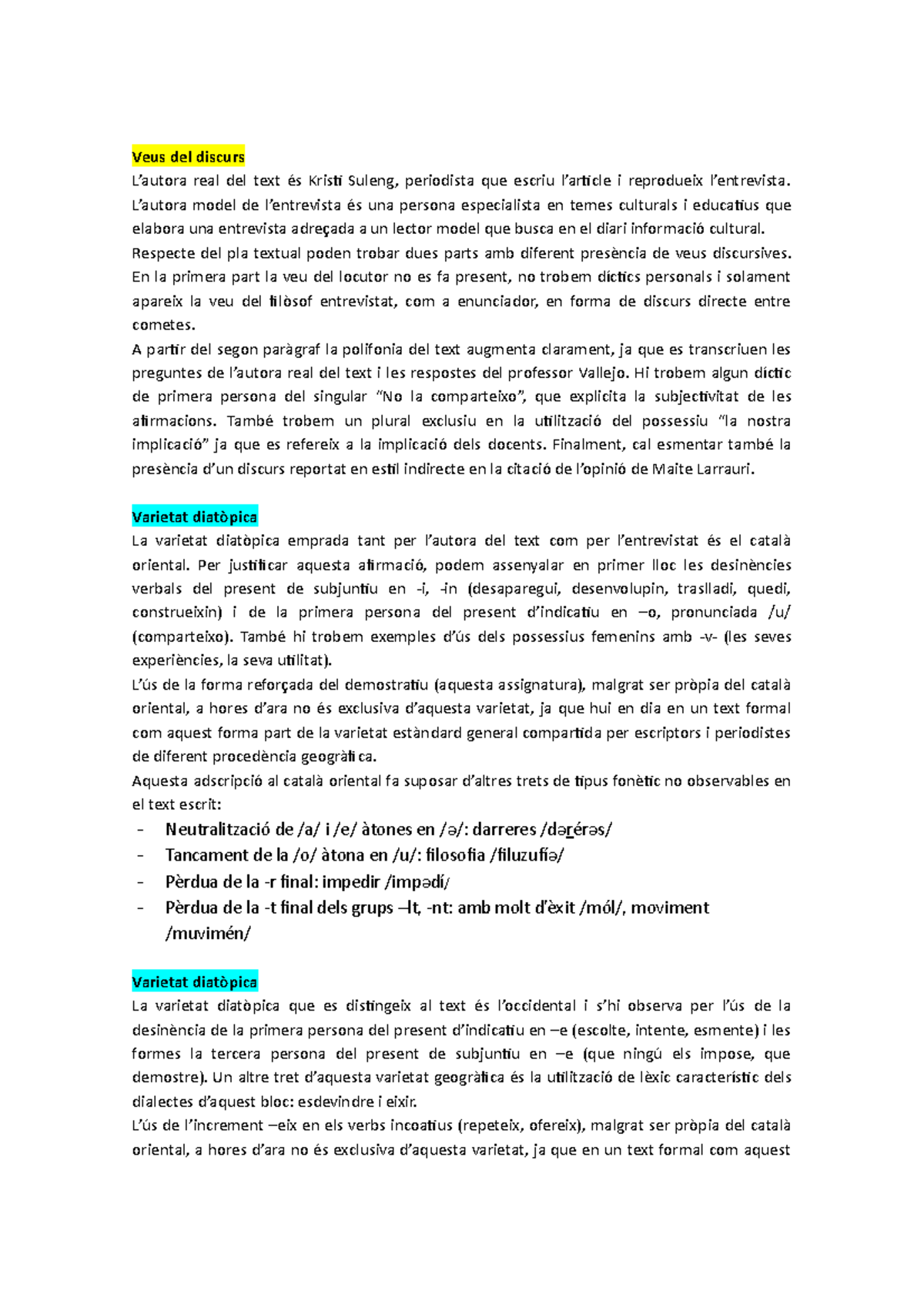 1D Pràctica textos Model DE Resposta - Veus del discurs L’autora real ...