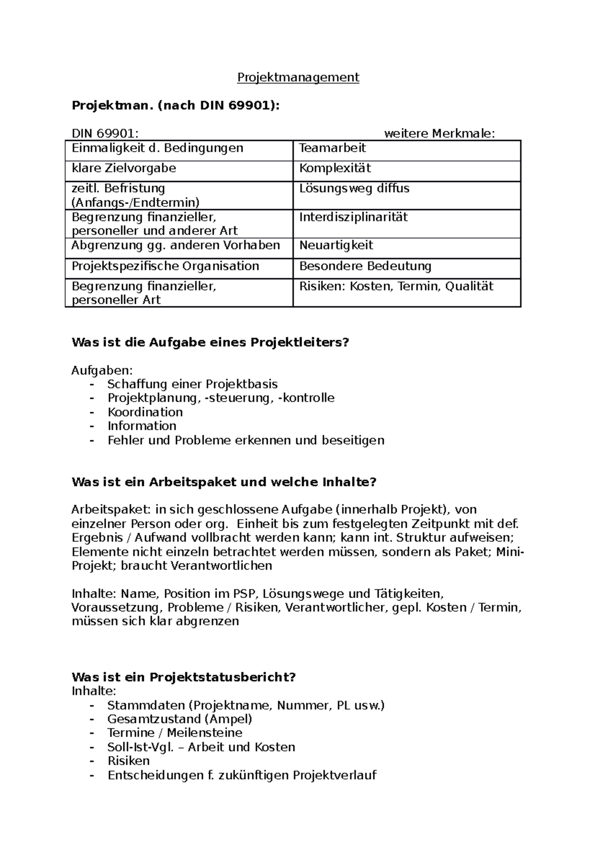 Projektmanagement IT-Grundlagen - Projektmanagement Projektman. (nach ...