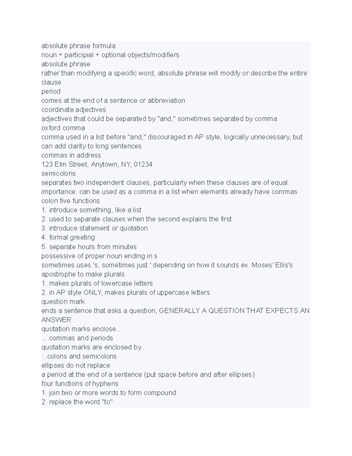 COMS 101 - Lecture Notes - absolute phrase formula noun + participial ...