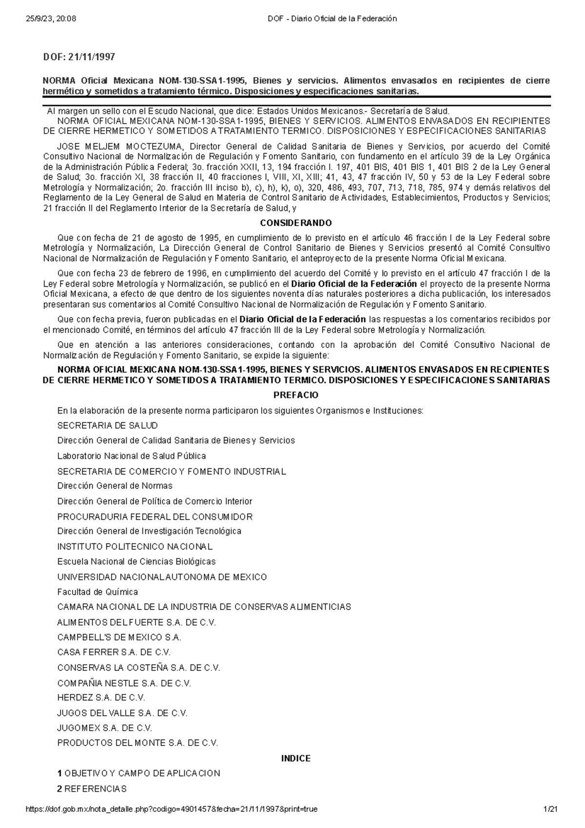 NOM 130 SSA1 1995 - Norma Oficial Mexicana - DOF: 21/11/ NORMA Oficial ...