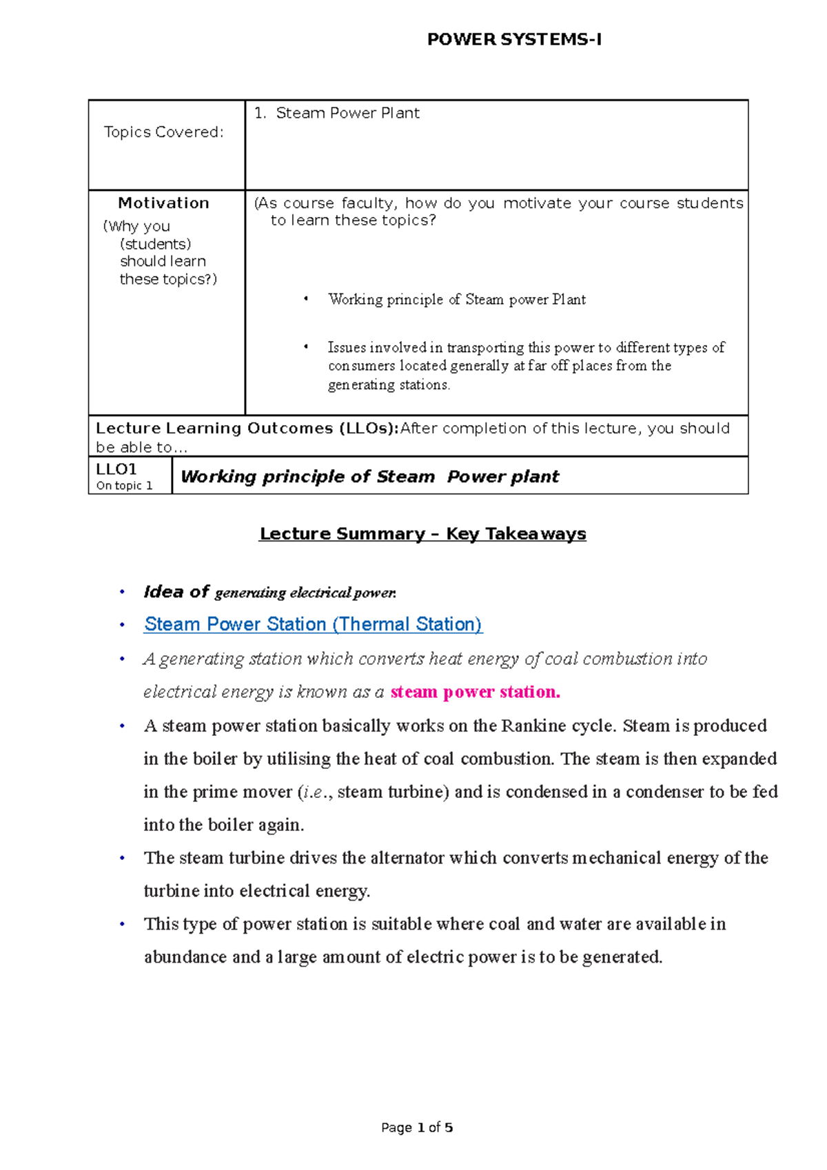 Steam Power Plant-2 - Topics Covered: Steam Power Plant Motivation (Why ...
