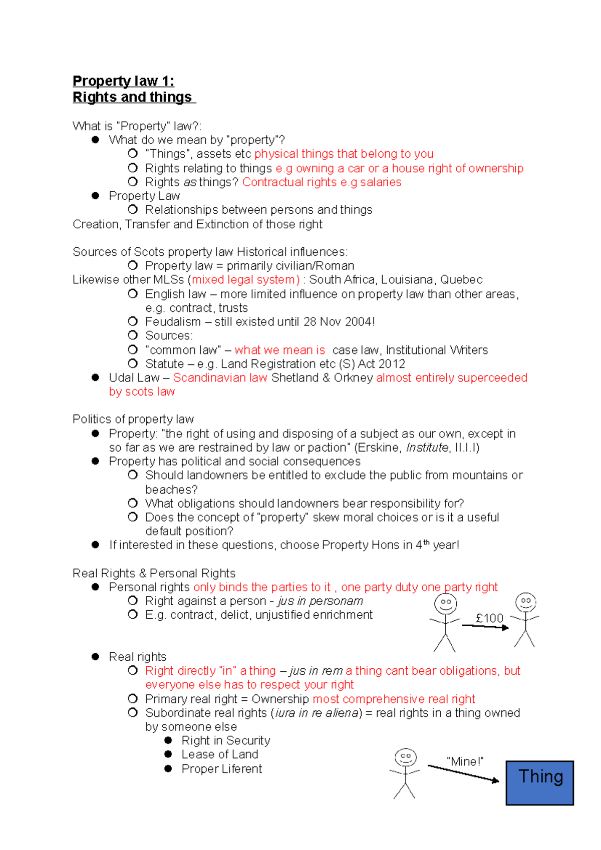 Real rights and things - LAW2011 - Studocu
