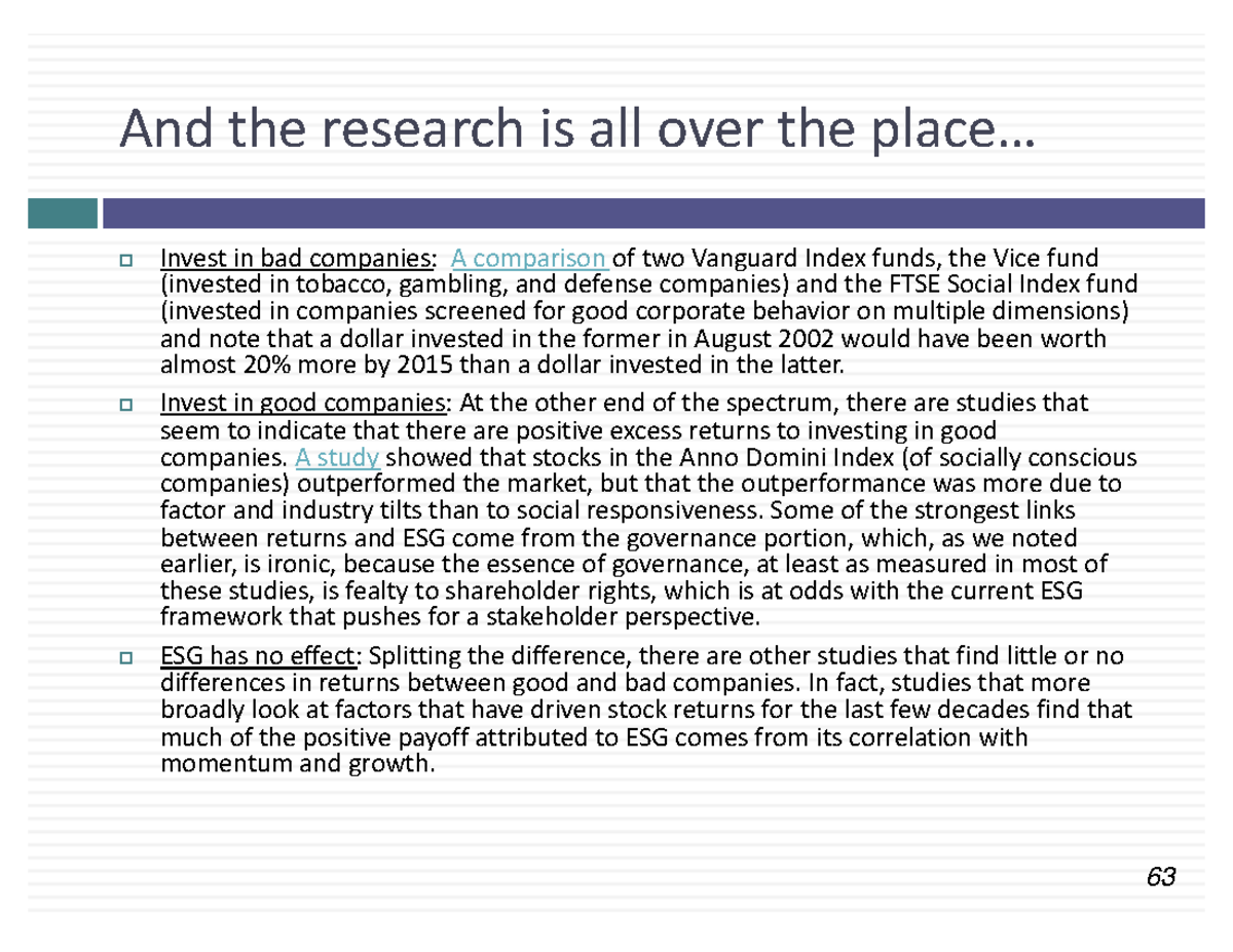 Session 5 - slides - And the research is all over the place... ̈ Invest in bad companies: A ...