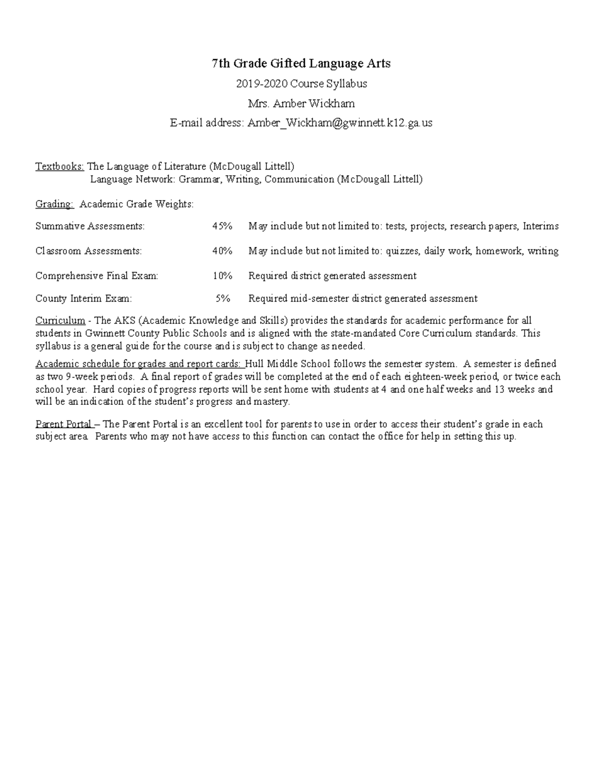 3rd syllabus - Useful for class information prior to taking it. - 7th ...