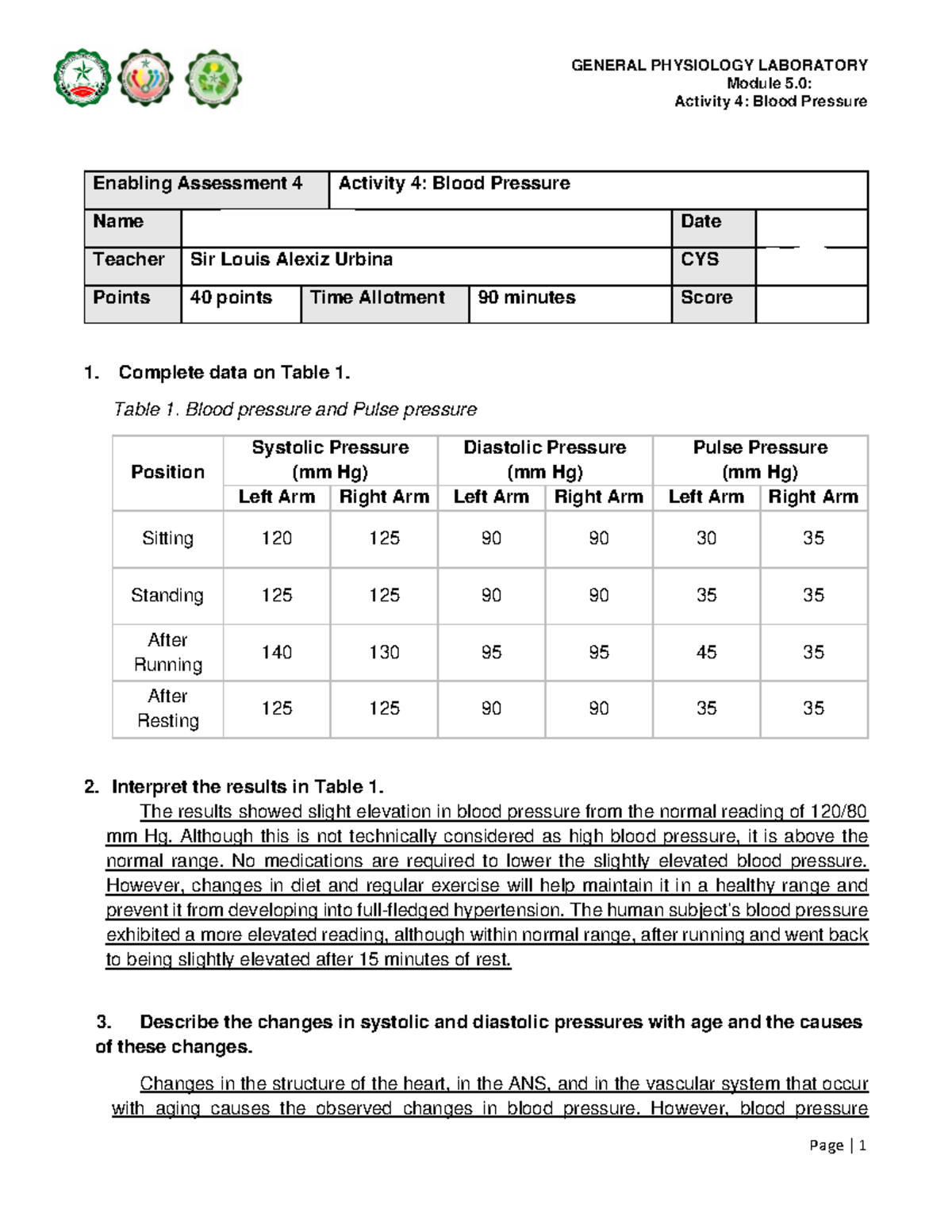 Blood Pressure Laboratory Report Module 5 Activity 4 Blood Pressure blood-pressure-laboratory-report-module-5-activity-4-blood-pressure