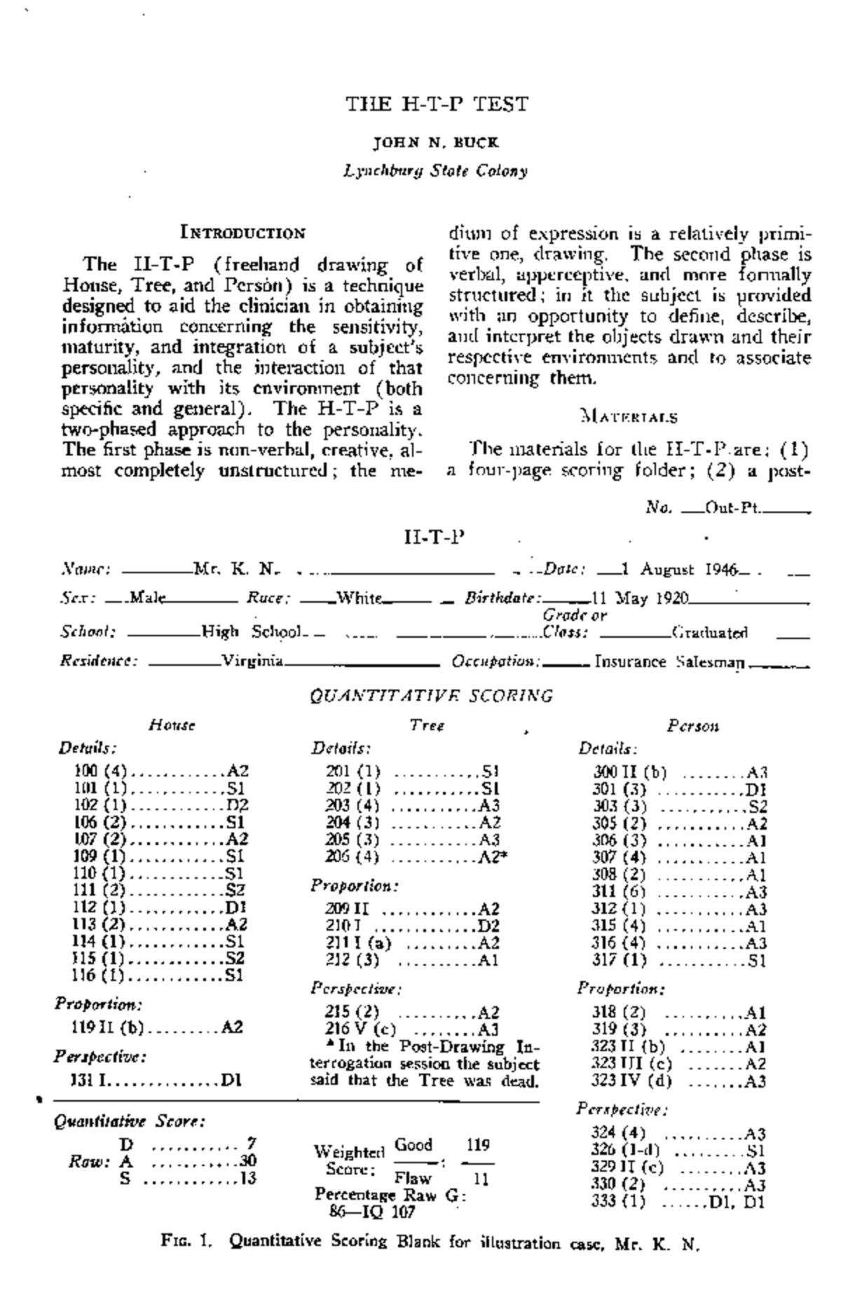 The H T P Test For Psychological Assessmet THE H T P TEST JOHN N