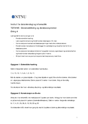 Aug2018 L - eksamen i database - Løsningsskisse til eksamen i TDT4155 Datamodellering og - Studocu