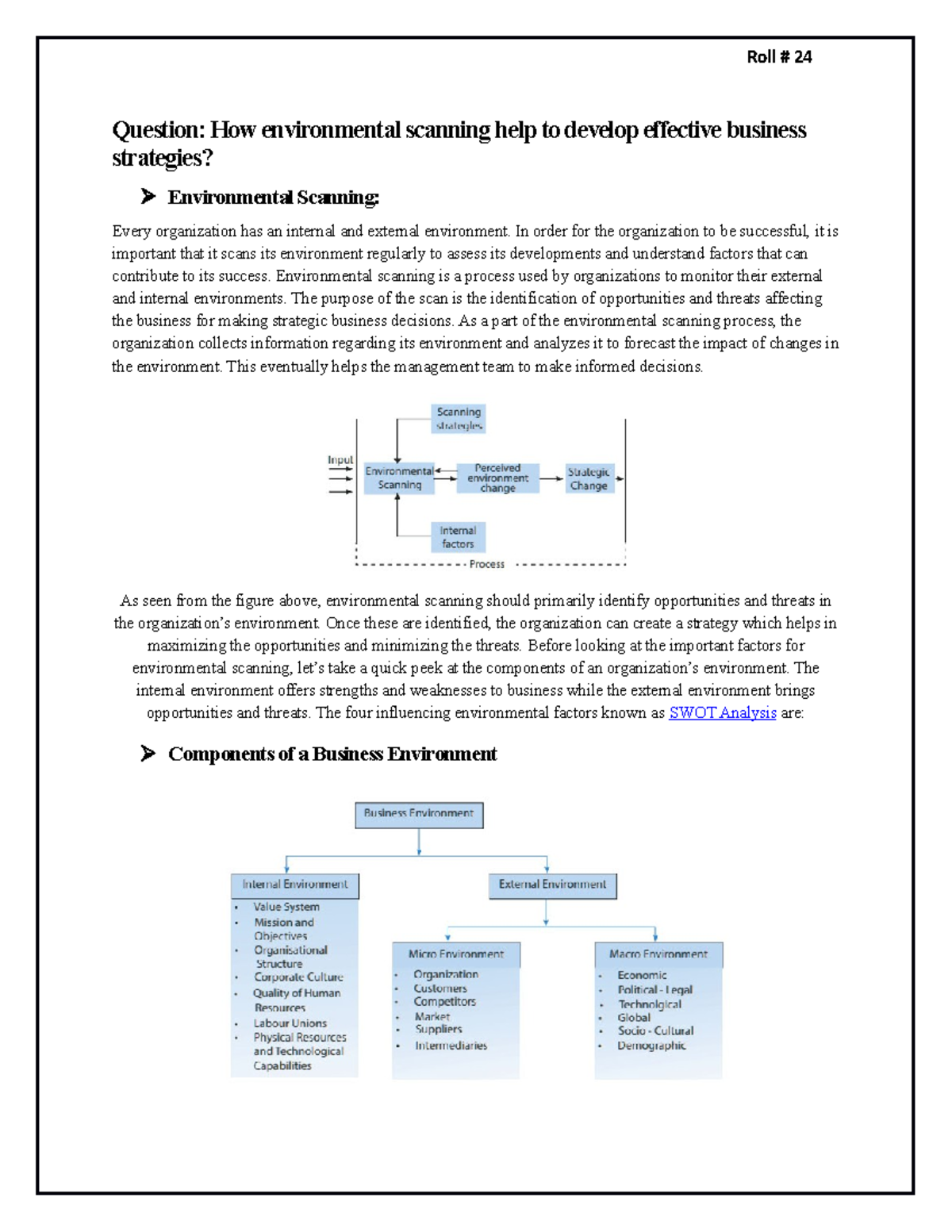 Environmental Scanning - In order for the organization to be successful ...