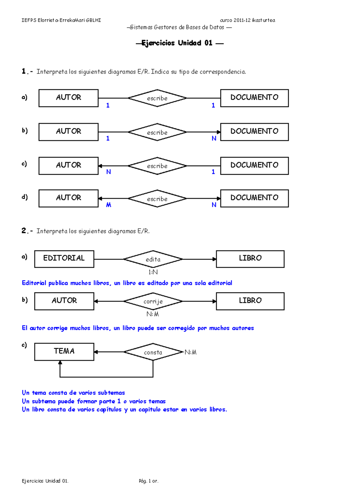 Ejercicios BASE DE Datos - Sistemas Gestores de Bases de Datos ...