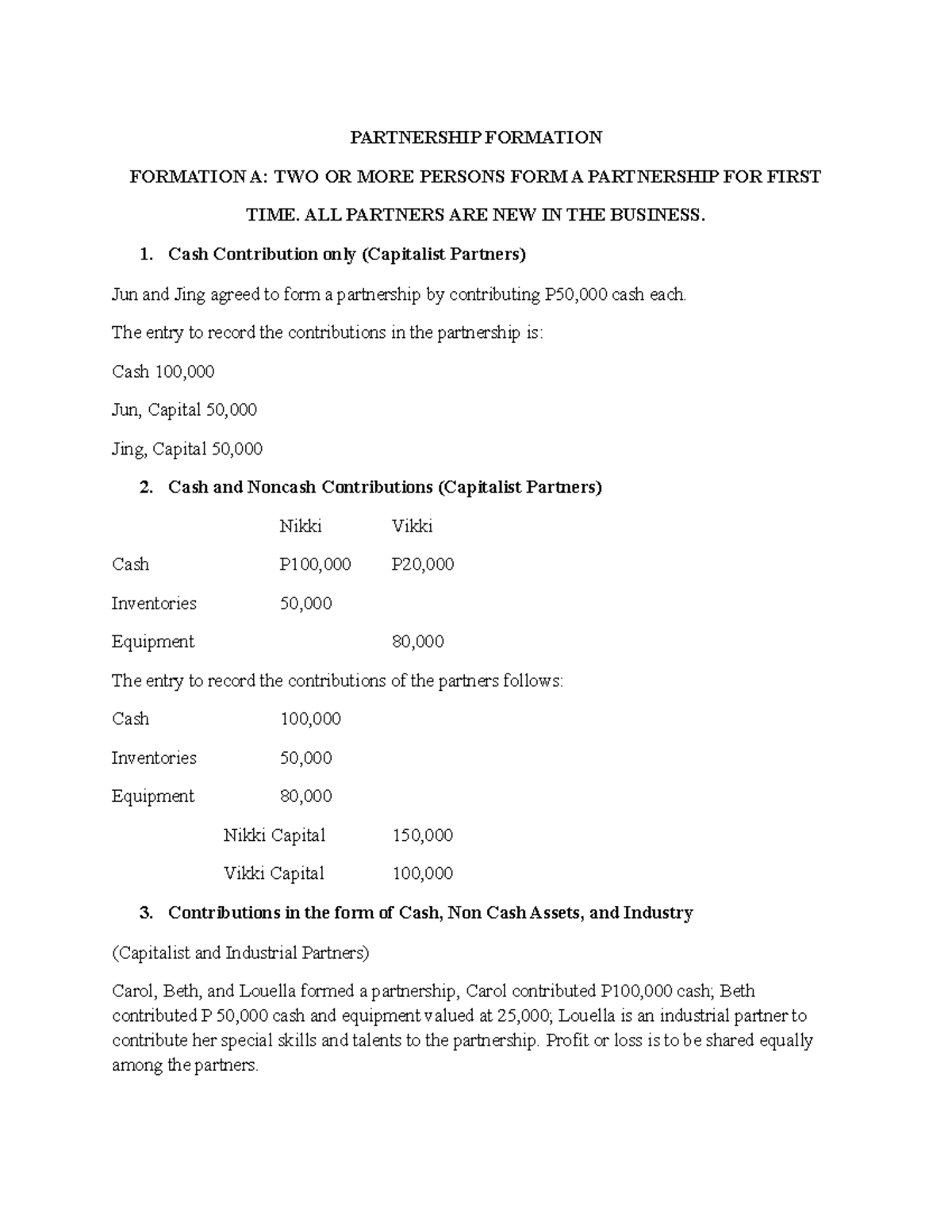 ACCT102-PART-2 - Lecture notes 1 - PARTNERSHIP FORMATION FORMATION A ...