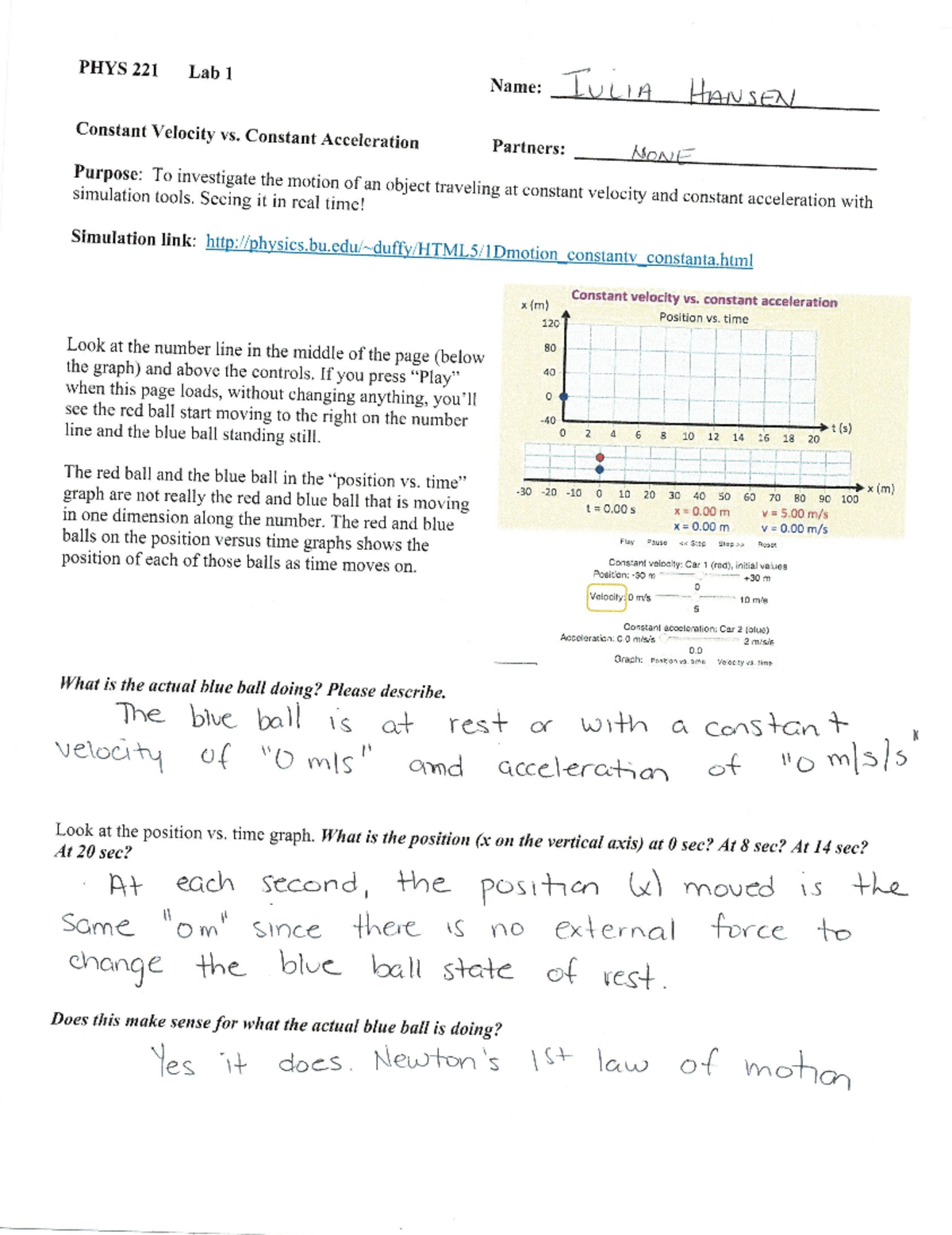 Physics lab #1 - homework - NATSCI-220 - Studocu