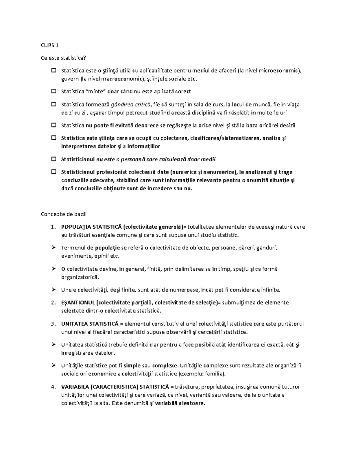 BAZE STAT - Toate cursurile de la Bazele Statisticii an 2021 Statistica ...