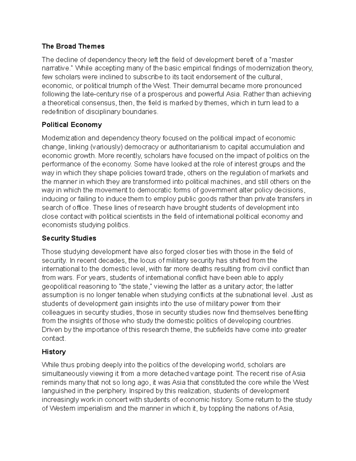 The Broad Themes - The Broad Themes The decline of dependency theory ...