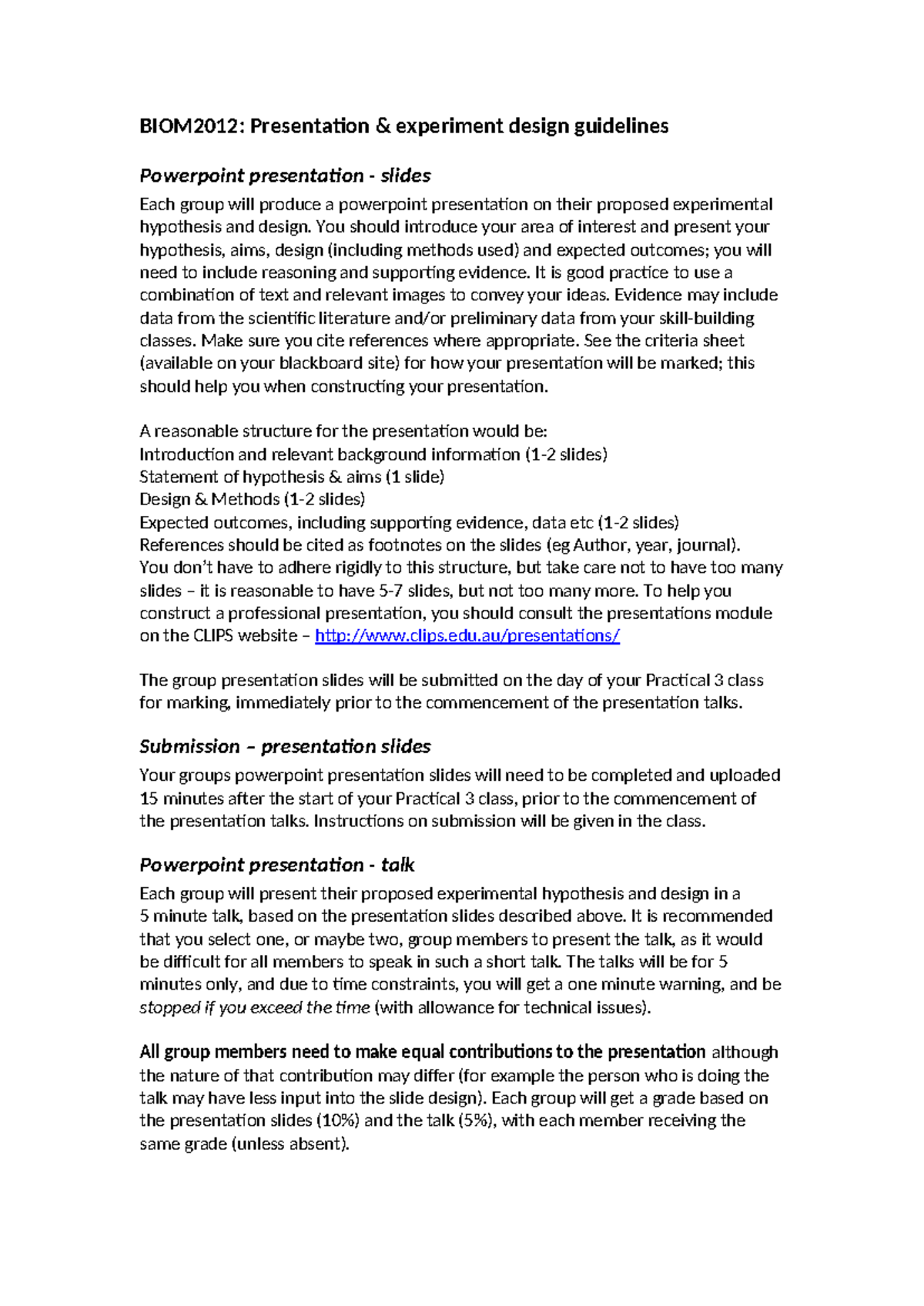 BIOM2012 Presentation guidelines - BIOM2012: Presentation & experiment ...