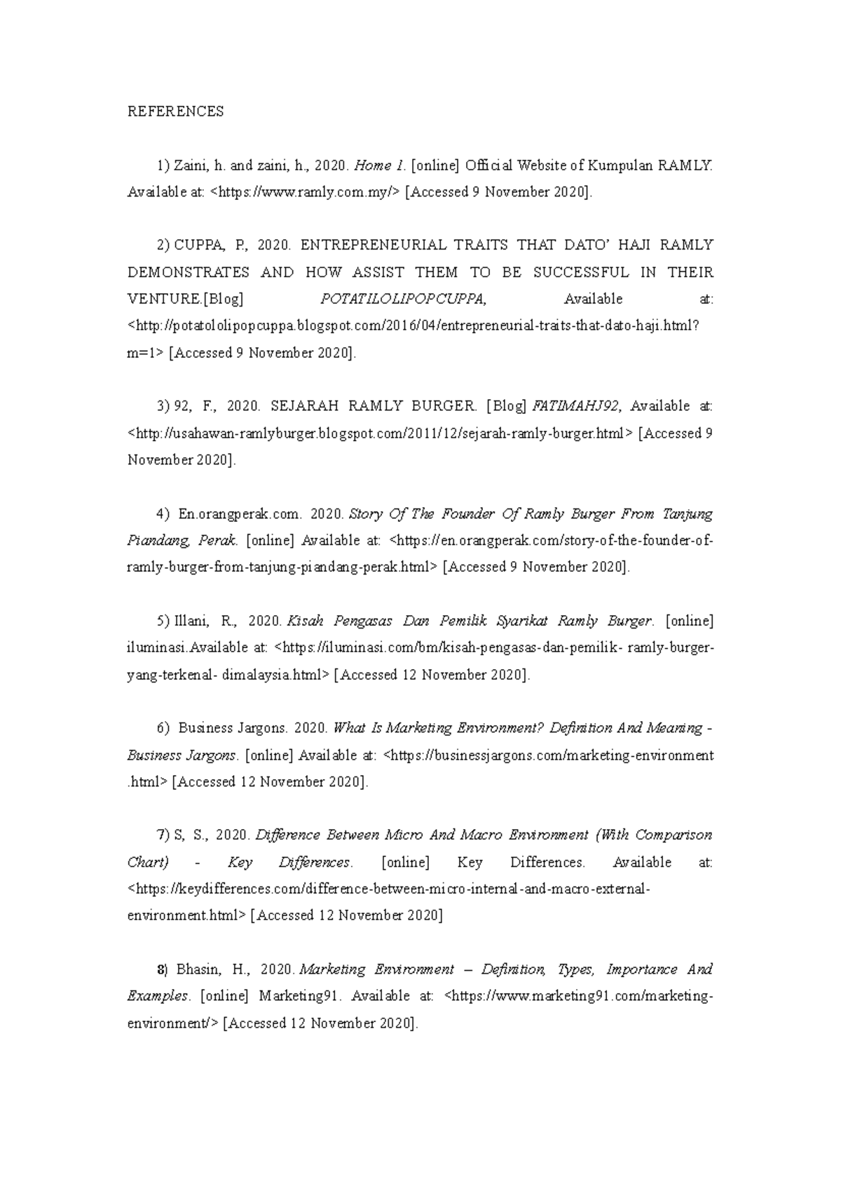 References Assignment 1 - REFERENCES Zaini, h. and zaini, h., 2020 ...