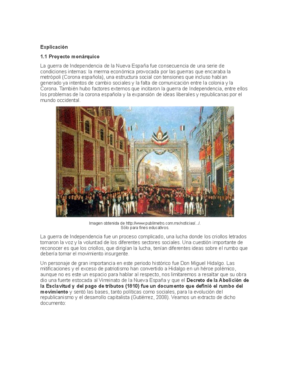 Historia Temas - ...... - Explicación 1 Proyecto monárquico La guerra ...