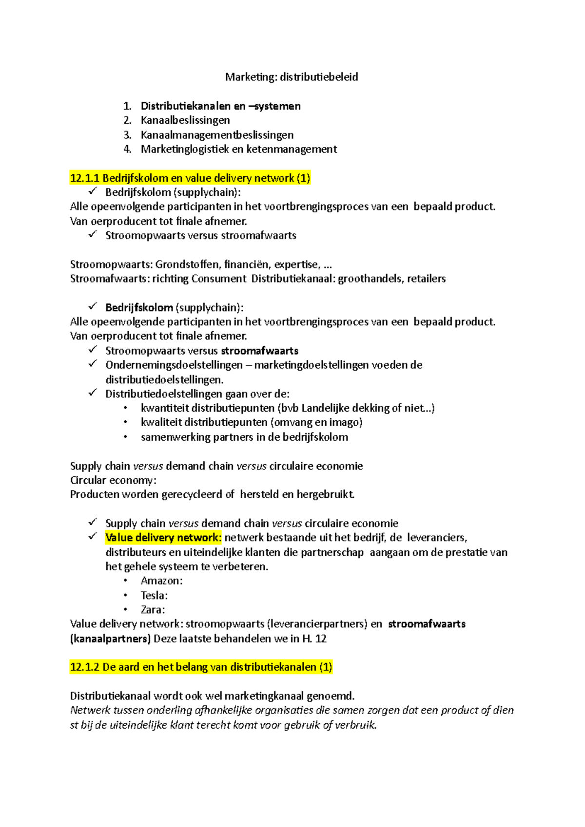 Marketing distributie hfdst 12 - Marketing: distributiebeleid ...